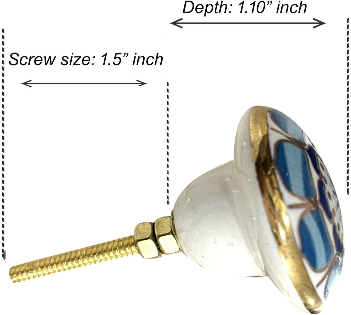 Marigold Ceramic Knob Light blue ( Set of 6 )