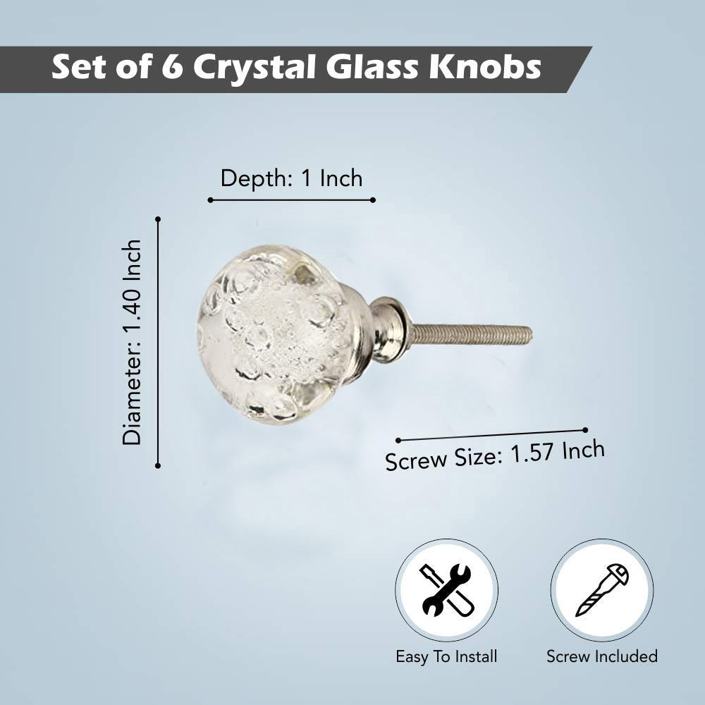 Glass Knobs Set Of Six Clear Bubble Cabinet Hardware Drawer Pulls