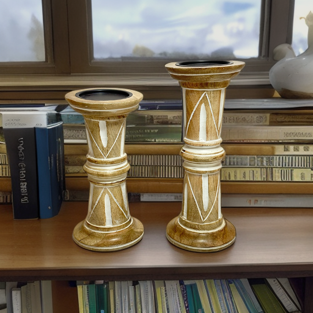 Buy Wooden Pillar Candle Holders Buy at Amazing Offer – Perilla Home