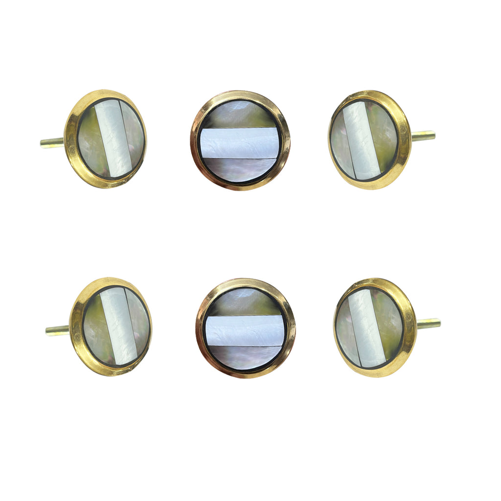 3 Lines MOP Metal Knobs (Set of 6) – Perilla Home