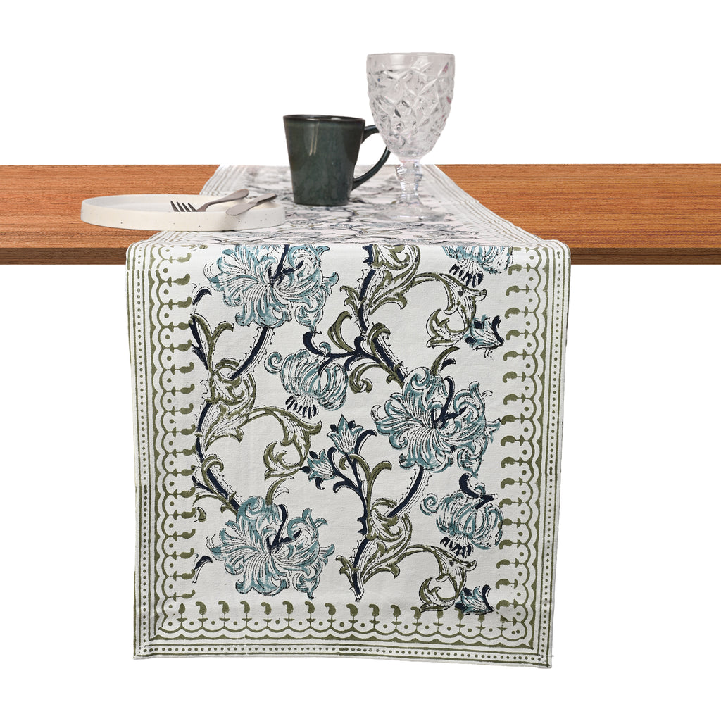 Acantha Cotton Table Runner Hand Blockprint – Perilla Home