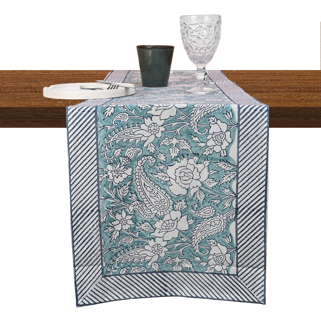 Zoe Cotton Table Runner Hand Blockprint – Perilla Home