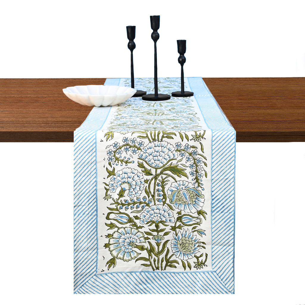 Daphne Cotton Table Runner Hand Blockprint – Perilla Home