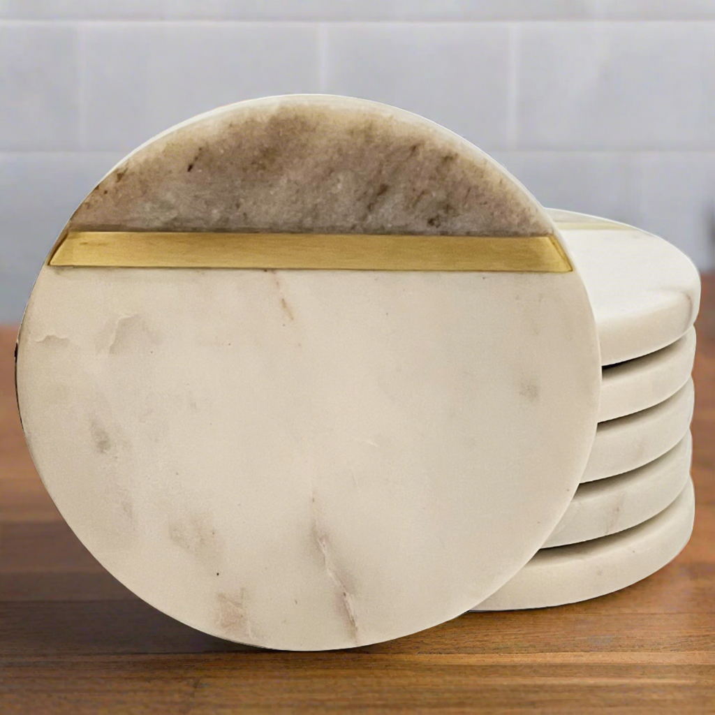Marble Coaster Beige and White (Set of 6) – Perilla Home