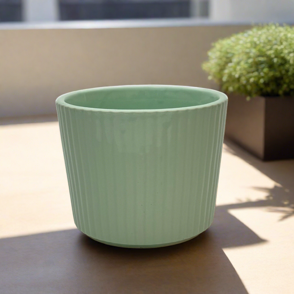 Fluted Ceramic Planter (Mint) – Perilla Home