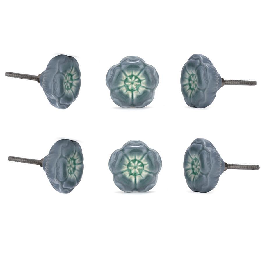 Azalea Grey Ceramic Knob ( Set Of 6 )