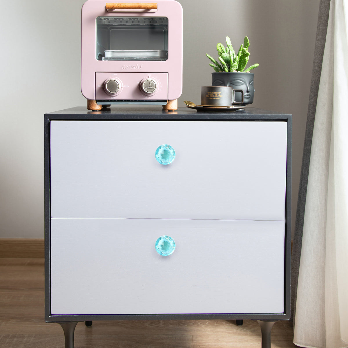 Aqua bubble glass knobs ( set of 6 )